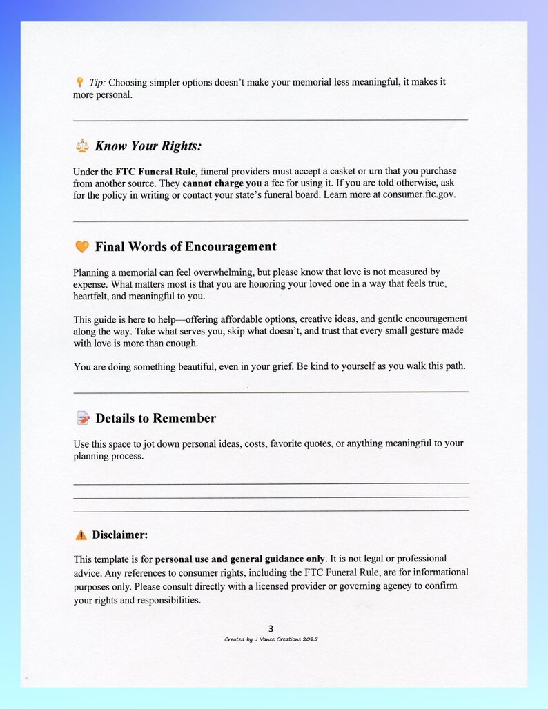 Funeral Planning Checklist: Meaningful Memorials on a Budget (A4 & US ...