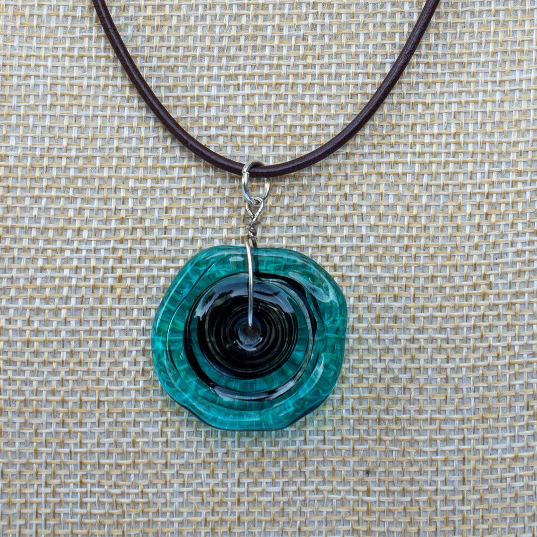 Glass Disc Pendant, Lamp Work Glass Pendant, Colored Glass Necklace - Etsy