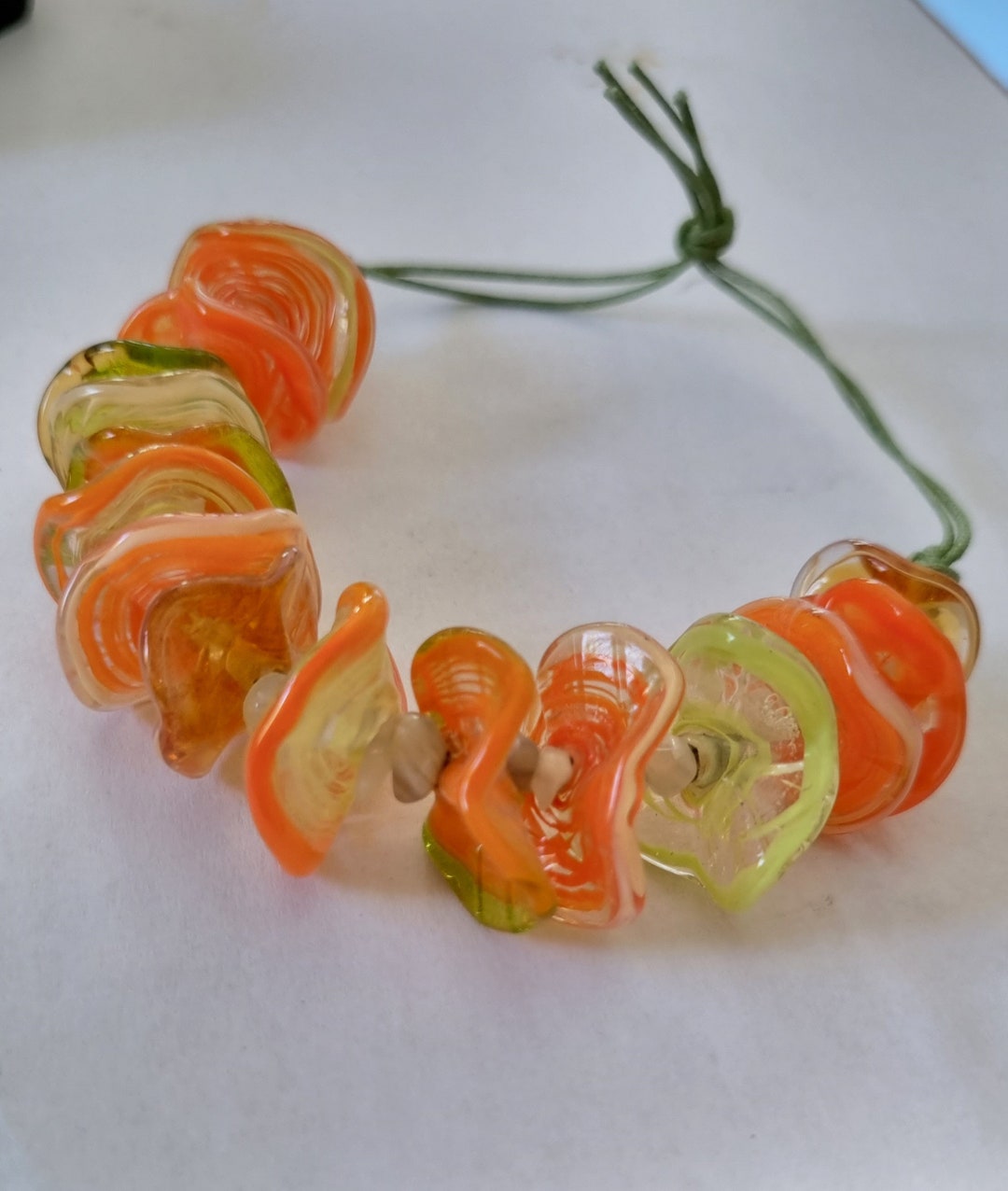 Orange Glass Chip Beads, Murano Glass , Handmade - Etsy