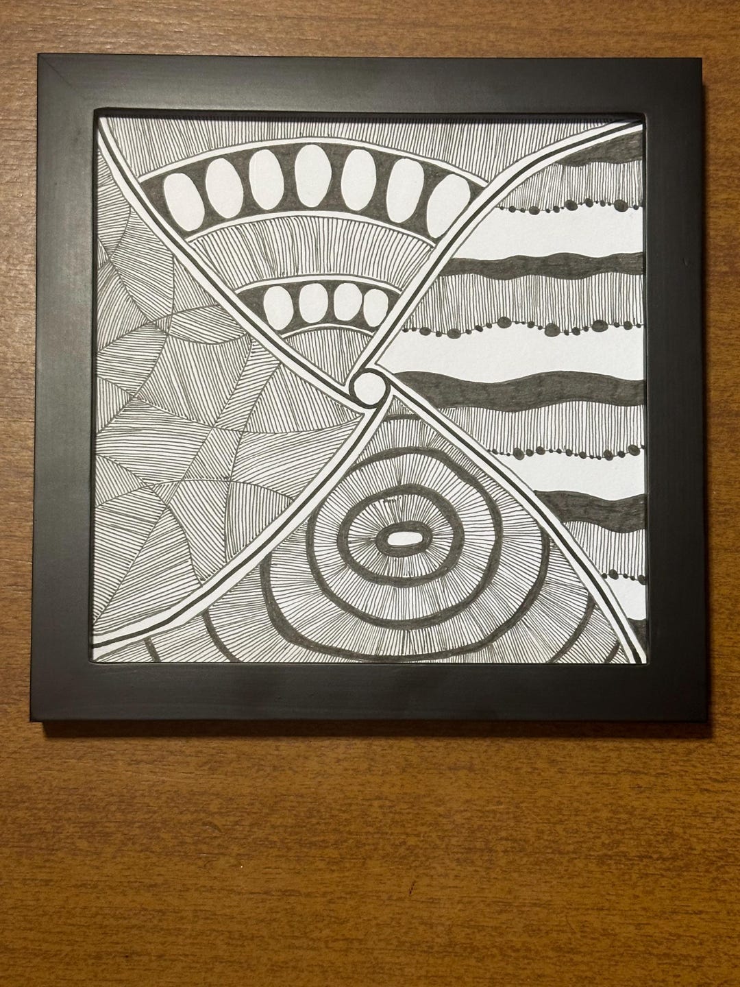 Hand Drawn Zentangle Mindfulness Art. Black and White, in a Black Frame ...