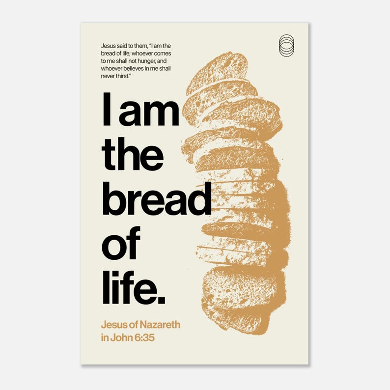 I Am the Bread of Life Bible Verse Print - John 6:35 Christian Art ...