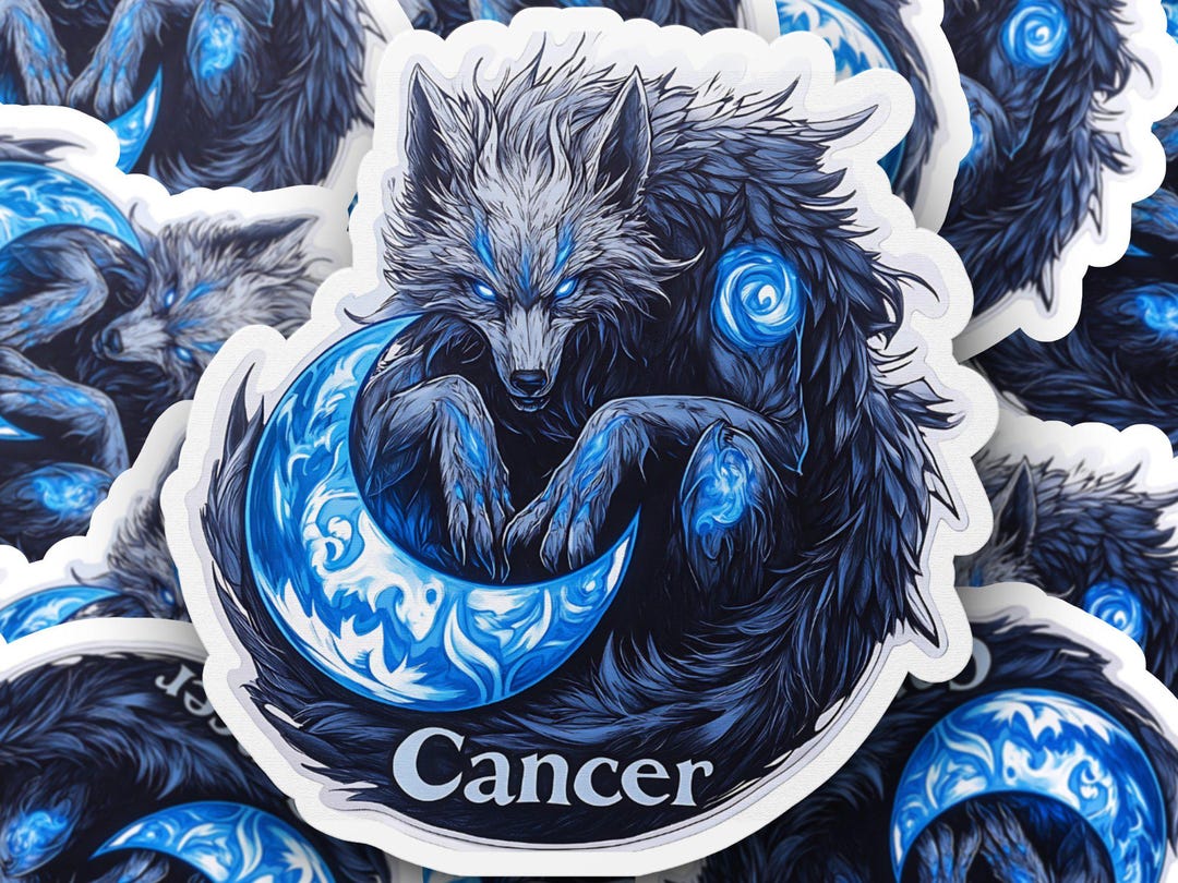 Zodiac Guardian Werewolf Cancer Sticker, Lunar Wolf Vinyl Decal ...