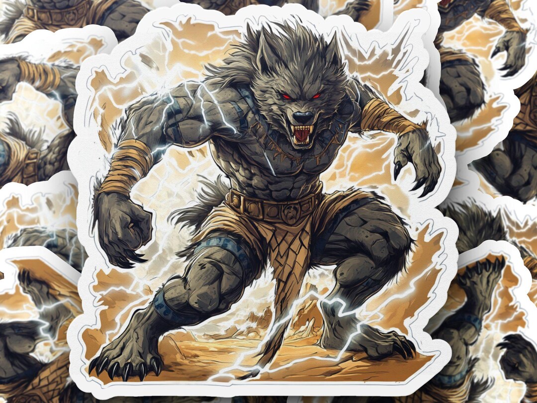 Egyptian Warrior Werewolf Sticker, Ancient Myth Wolf Vinyl Decal ...