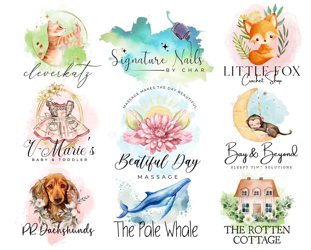 Custom Watercolor Logos, Custom Logo Design, Logo Design Custom for ...