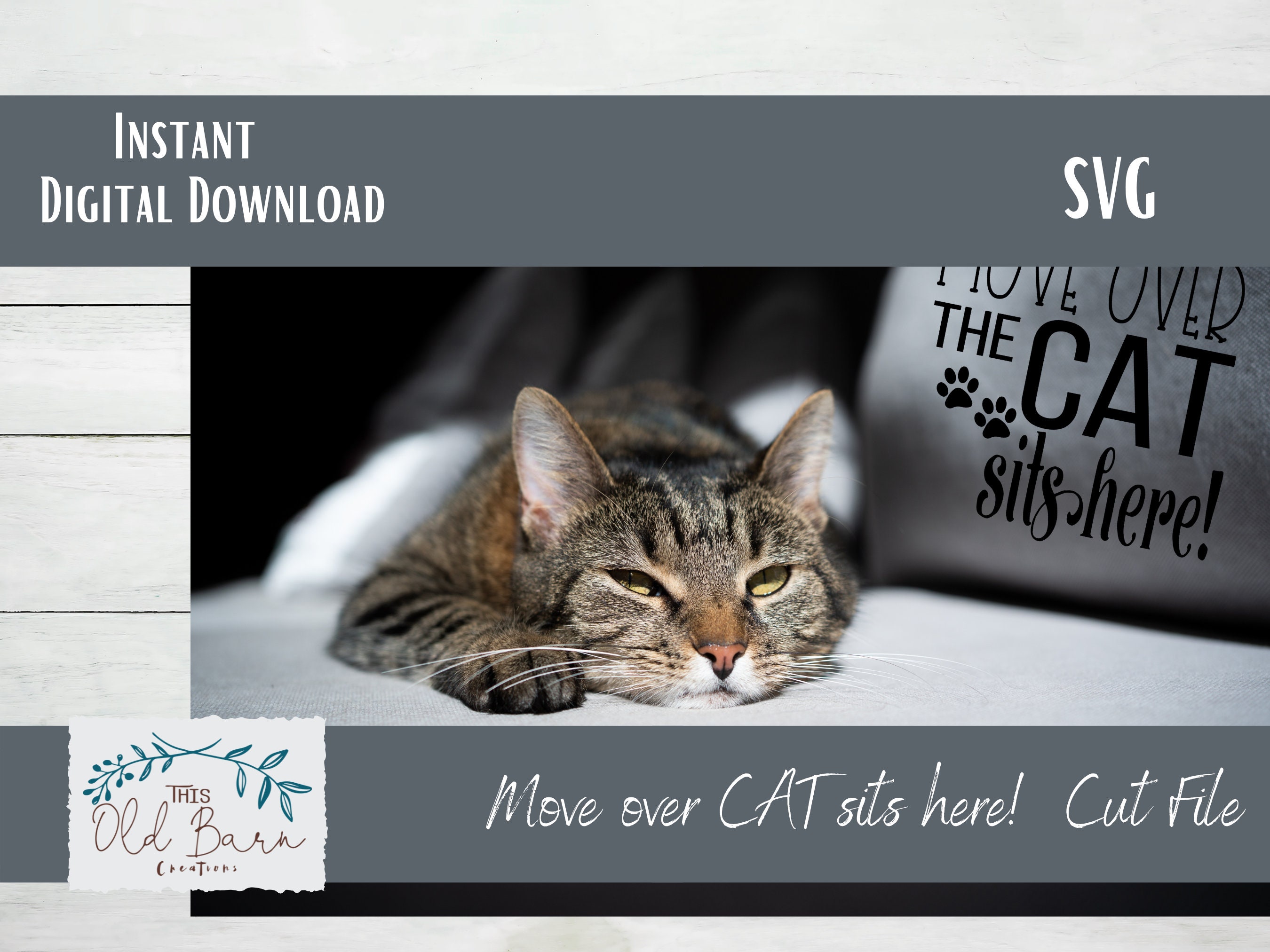 Move Over the CAT Sits Here! SVG Cutfile Instant Download - Etsy