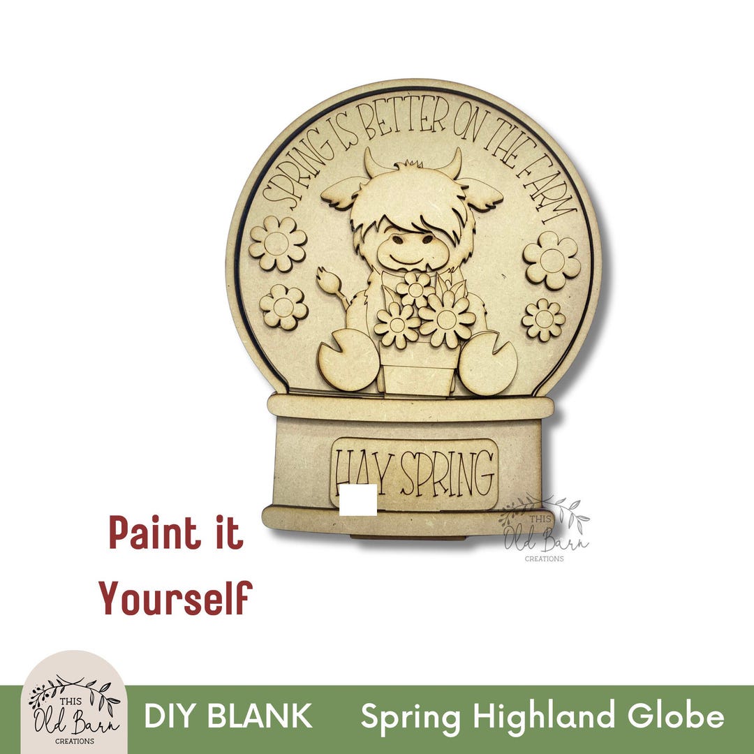 Blank Highland Cow Spring Globe Shelf Stander Decor Set - Etsy