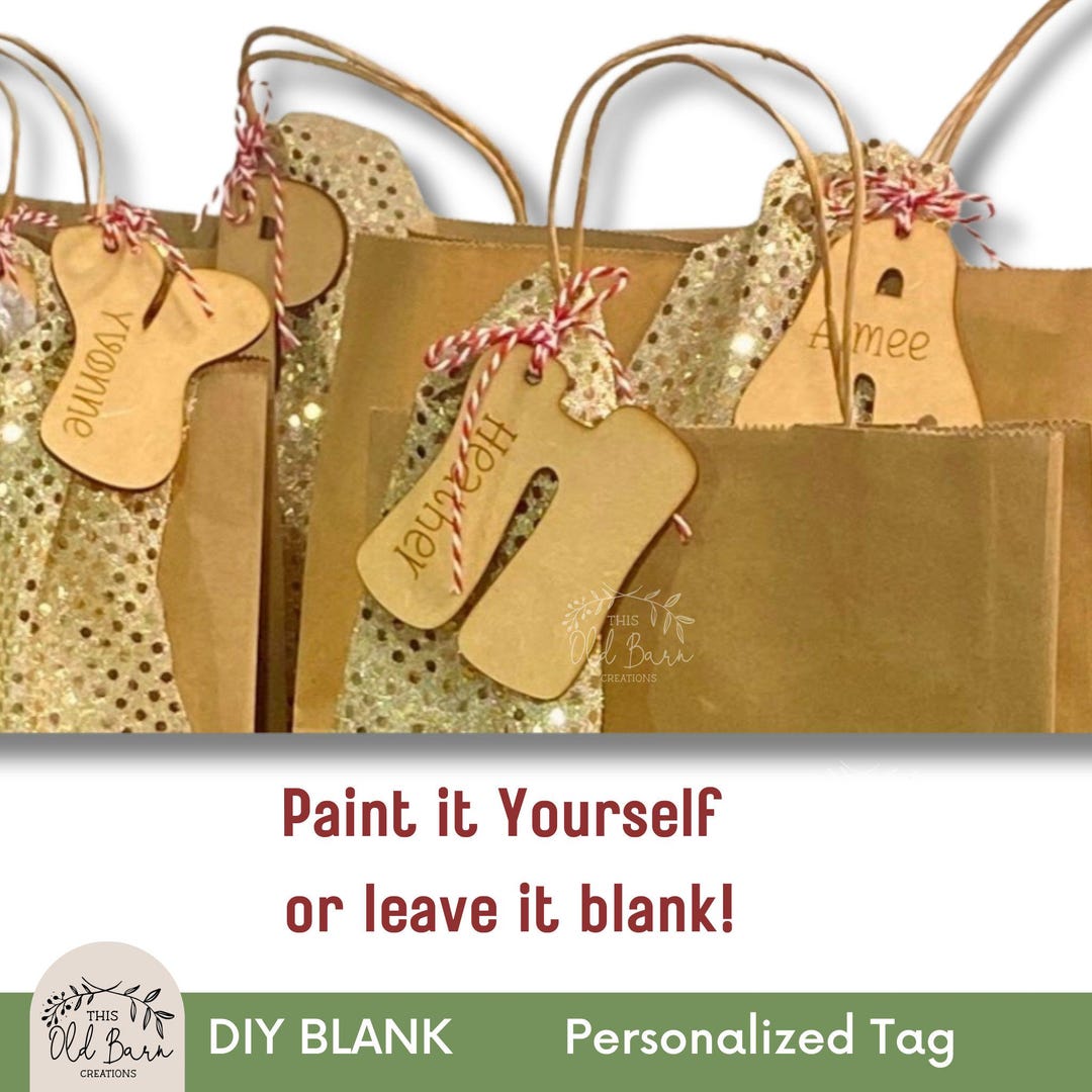 Personalized Wooden Initial Tag With Name | Unpainted MDF Gift Tag ...