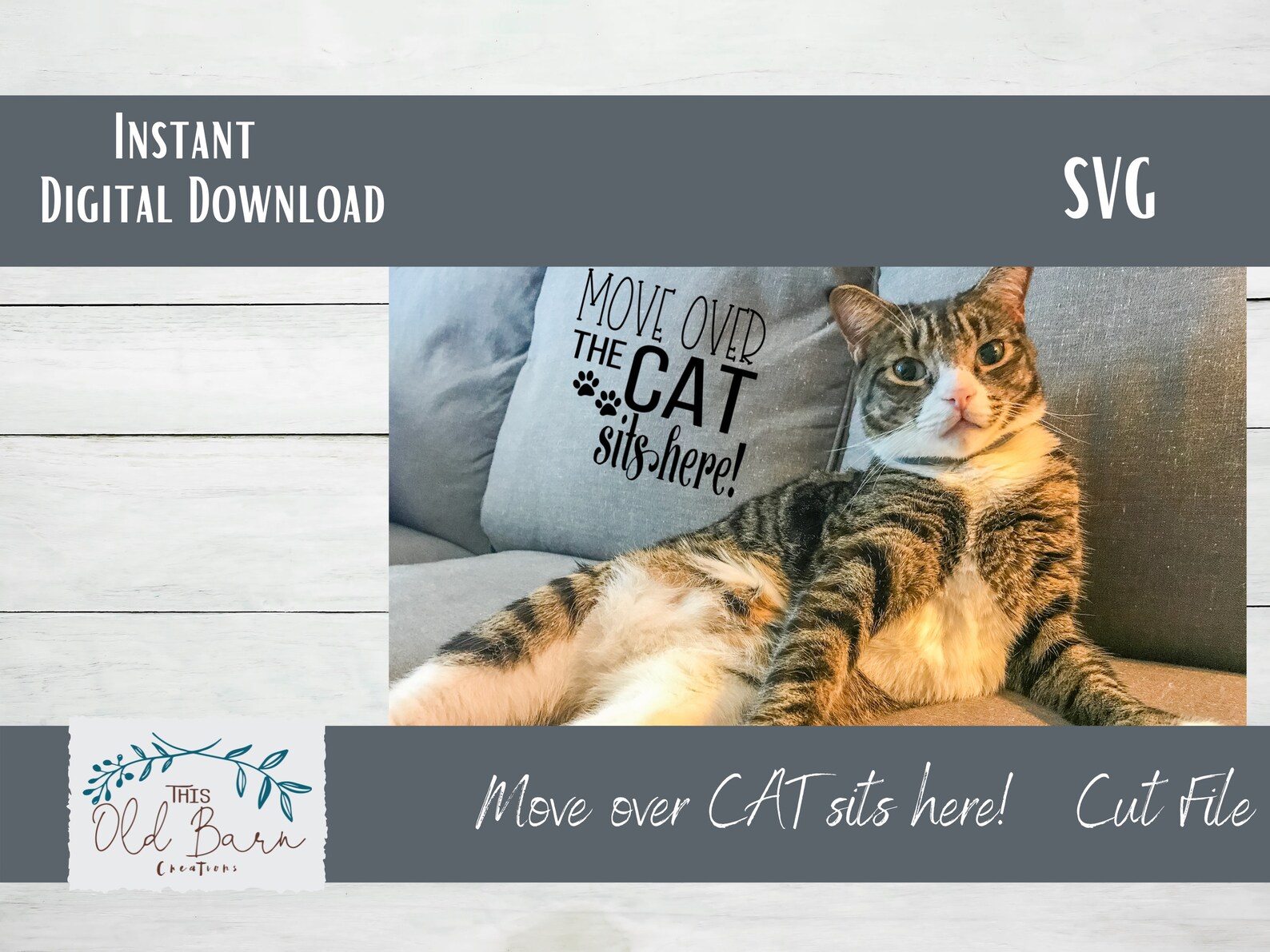 Move Over the CAT Sits Here! SVG Cutfile Instant Download - Etsy