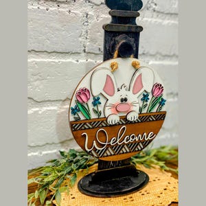 Hand-painted Bunny Welcome Door Hanger – Easter Spring Decor - Etsy