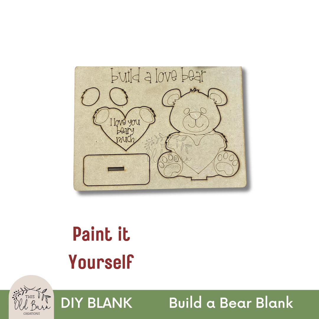 DIY "build a Love Bear" Kit - MDF Wooden Bear Craft - Paintable or ...