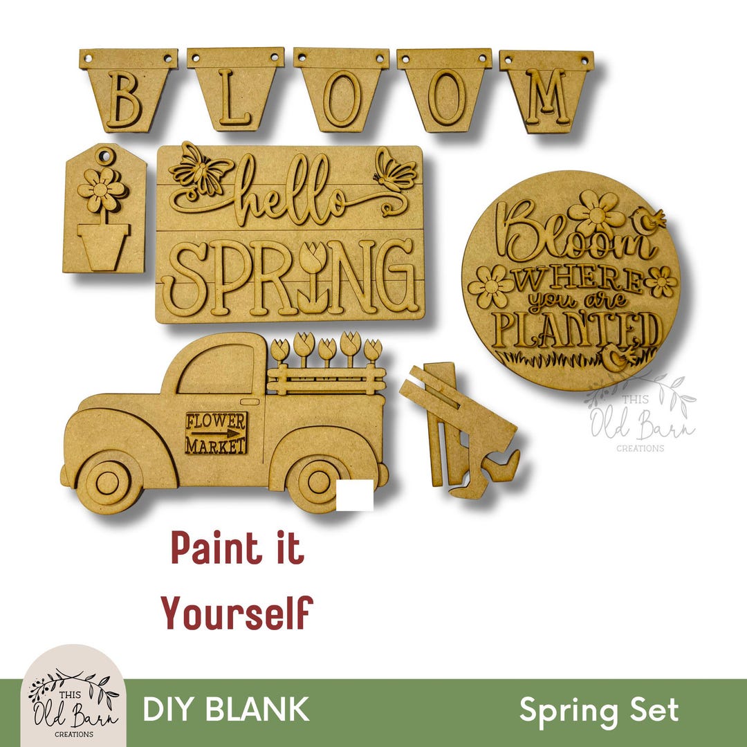 DIY Spring Craft Kit - Hello Spring & Bloom Signs With Optional Paint ...