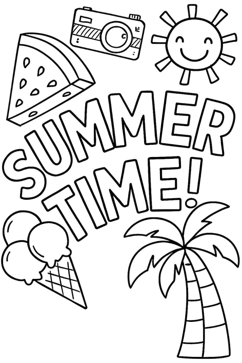 Kids Summer Coloring Pages - 'summer Days' - Etsy