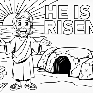 He is Risen Coloring Pages - Etsy