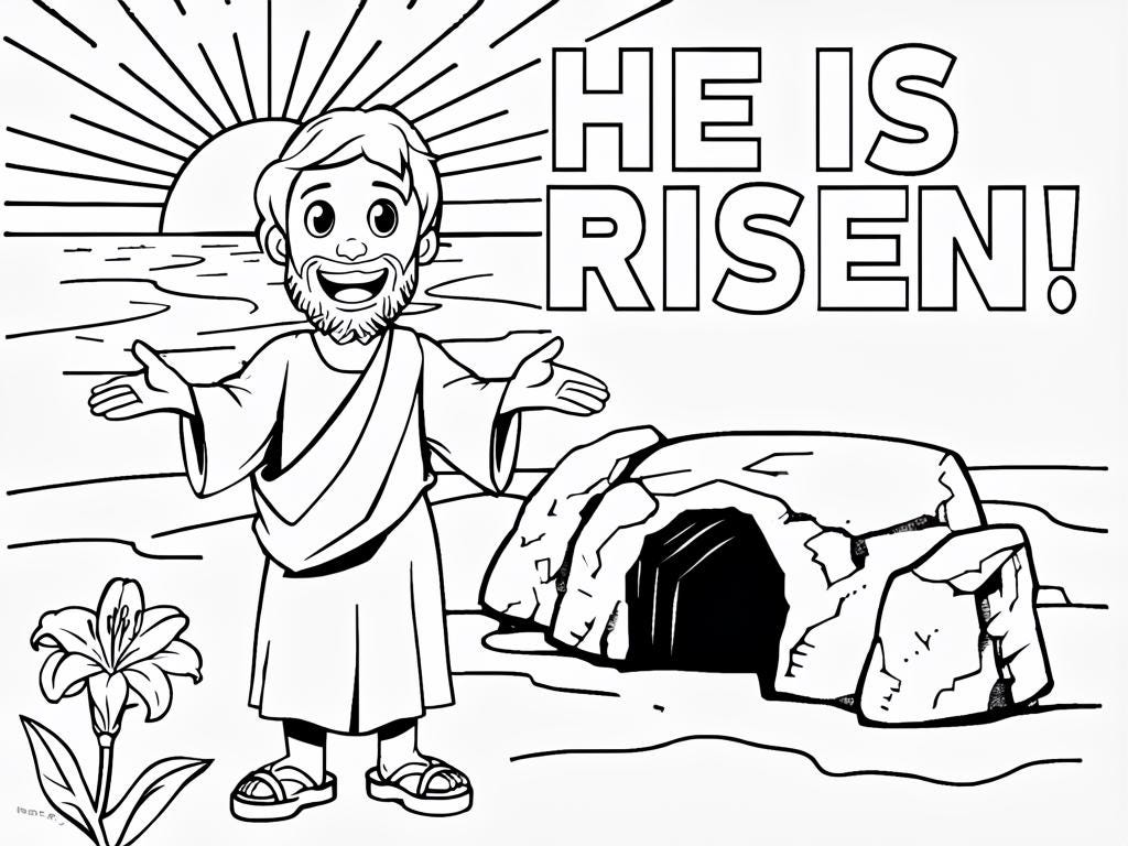 He is Risen Coloring Pages - Etsy