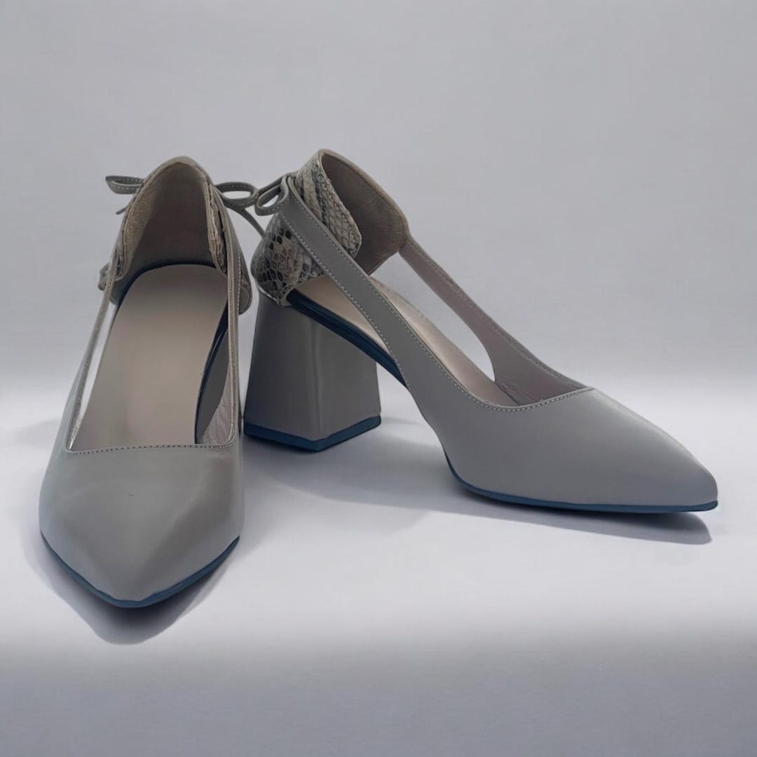 Genuine Leather Heeled Shoes - Modern Women’s Shoes With Snakeskin ...