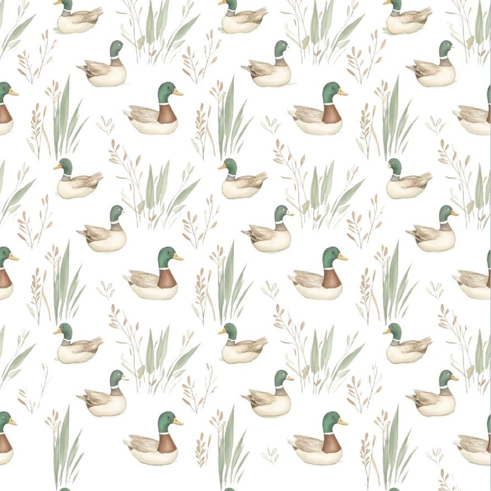 Mallard Duck Cotton Fabric, Mallards Fabric, Cute Ducks Fabric, Cartoon ...