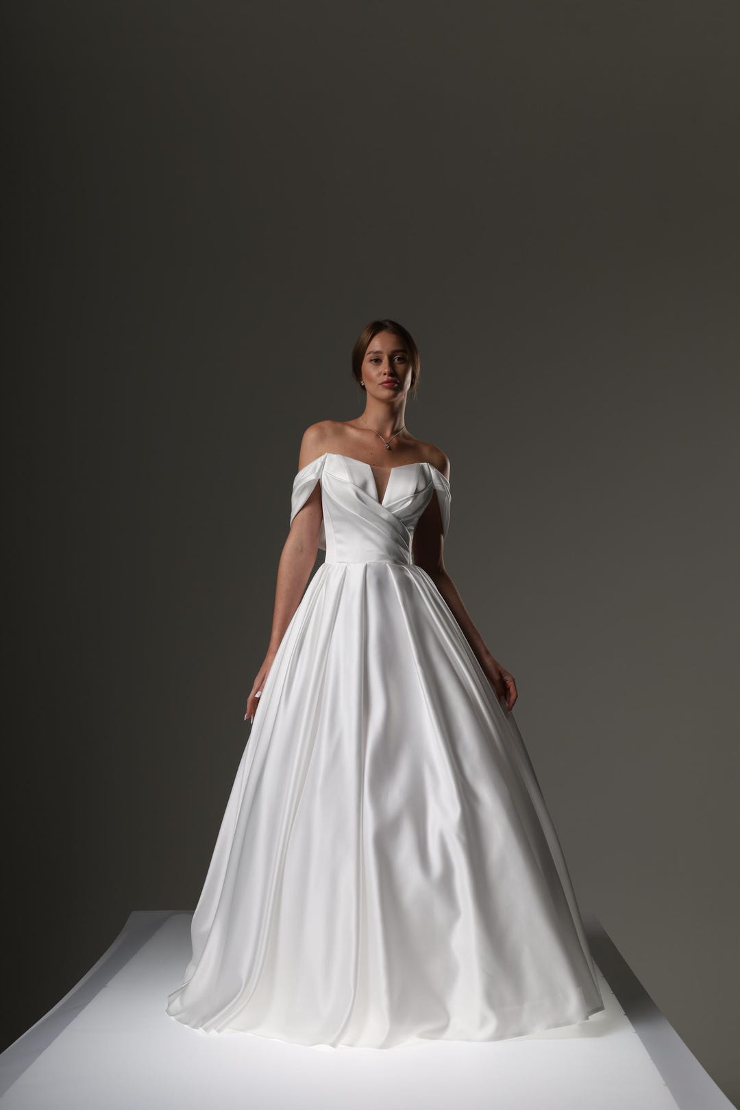 Classic Ball Gown Bridal Dress With Draped Sleeves and Corset Bodice - Etsy