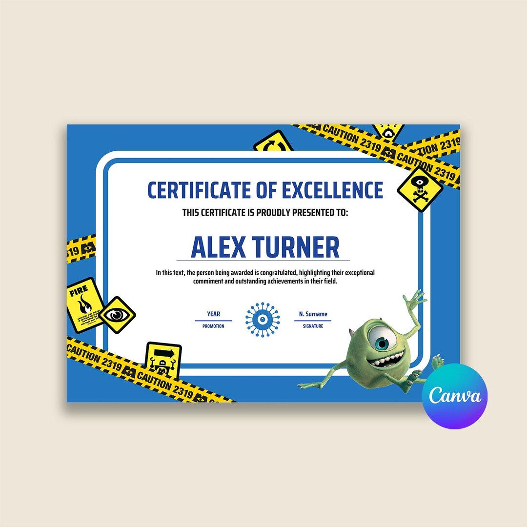 Monsters Certificate of Achievement Template: Editable Graduation ...