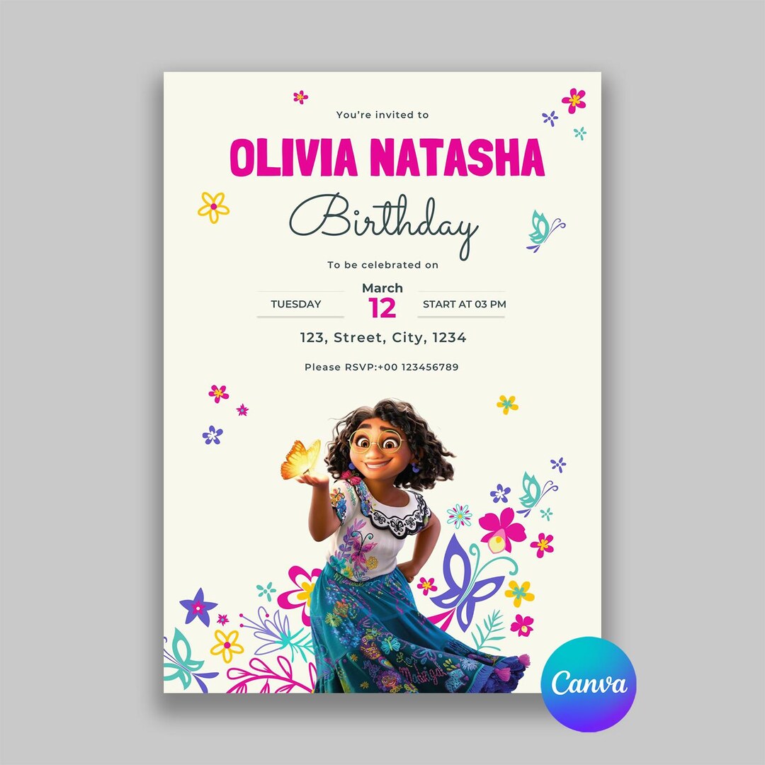 Mirabel Encanto Birthday Invitation Template Digital Card Birthday ...