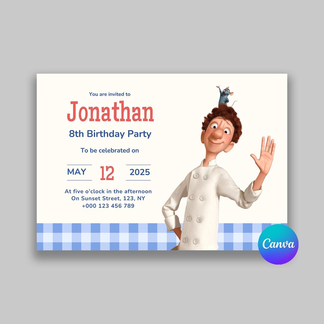 Ratatouille Birthday Invitation Template: Editable Digital Card - Etsy