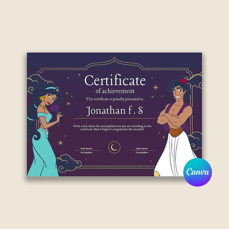Aladdin Certificate of Achievement Template (digital Download) - Etsy