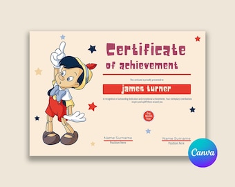 Aladdin Certificate of Achievement Template Editable Certificate ...