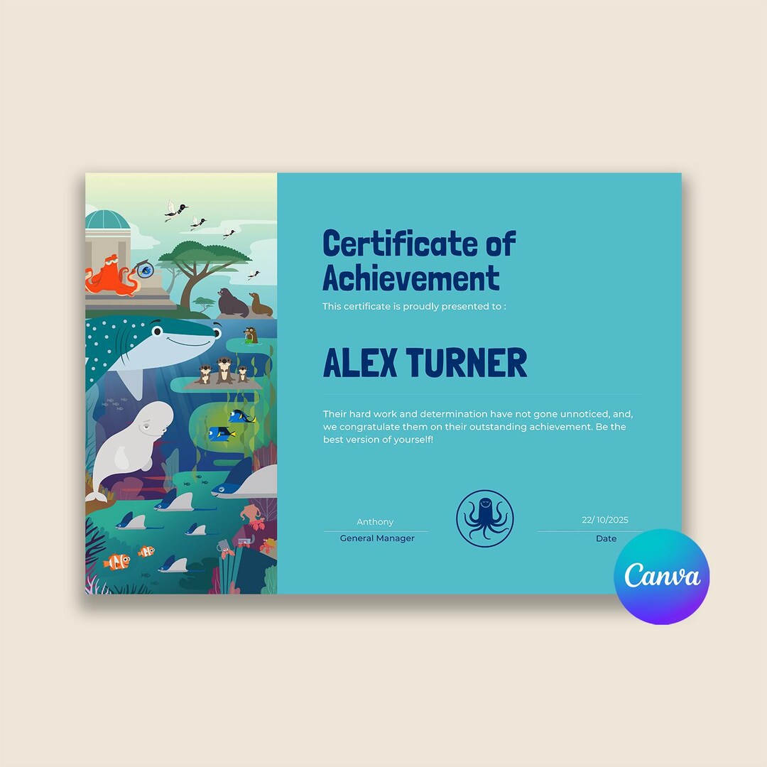 Finding Nemo Certificate of Achievement Template (digital Download) - Etsy