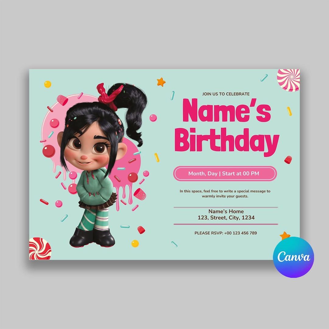 Wreck It Ralph Birthday Invitation Template: Editable Digital Card (5x7 ...