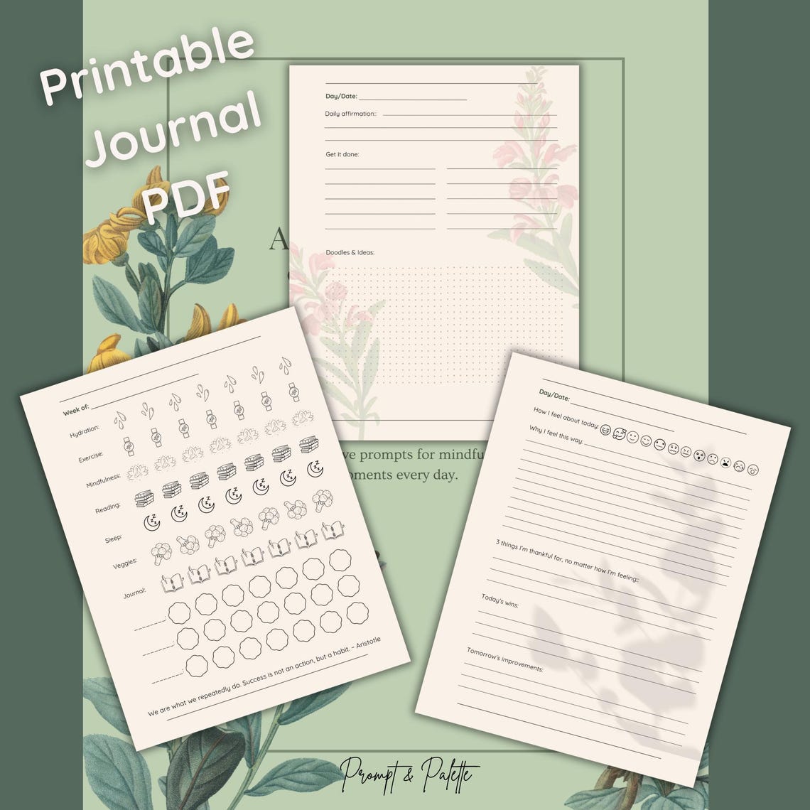 Mindfulness Journal Printable | Daily Planner Inserts | Habit Tracker ...