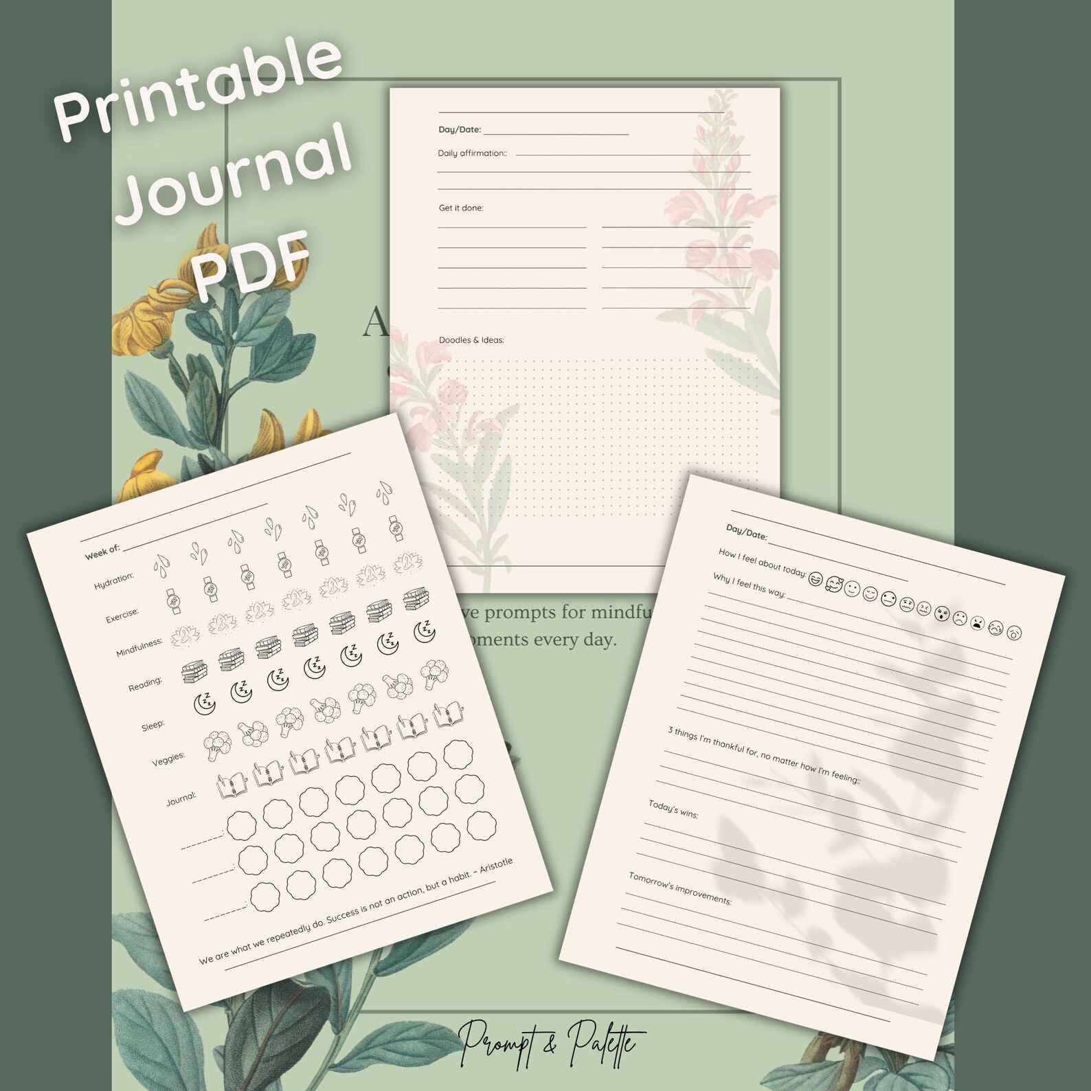 Mindfulness Journal Printable | Daily Planner Inserts | Habit Tracker ...