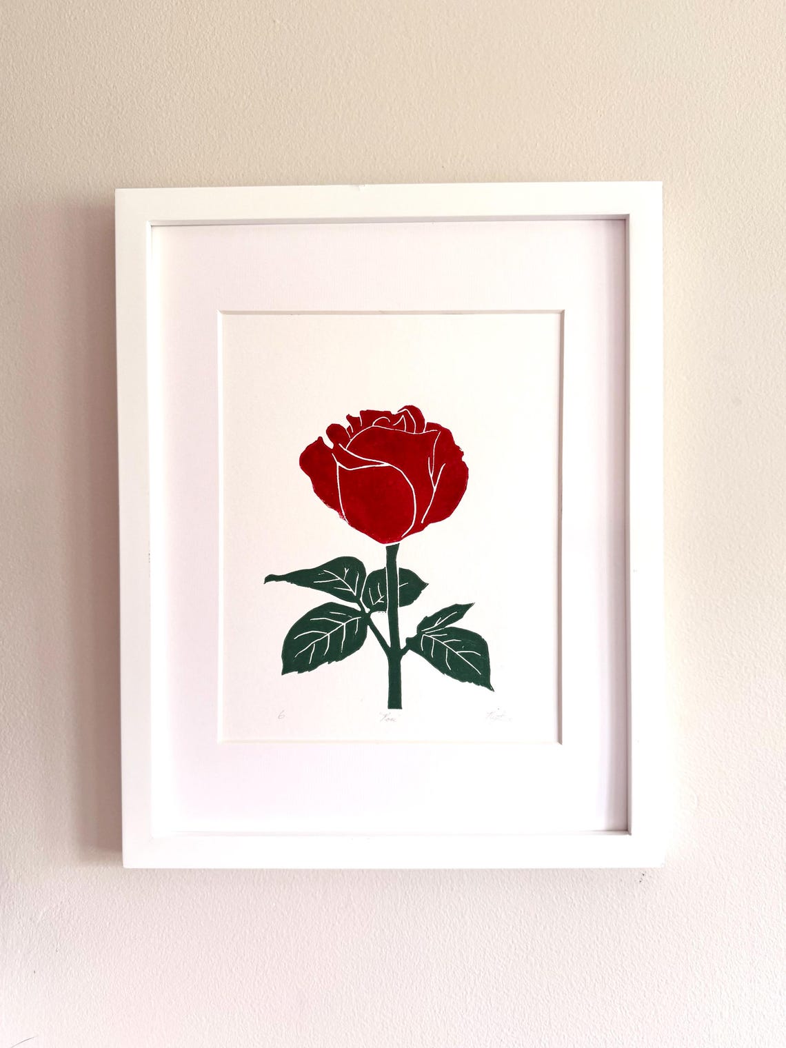 Rose Linocut Print – Hand-carved Floral Wall Art, Nature-inspired ...