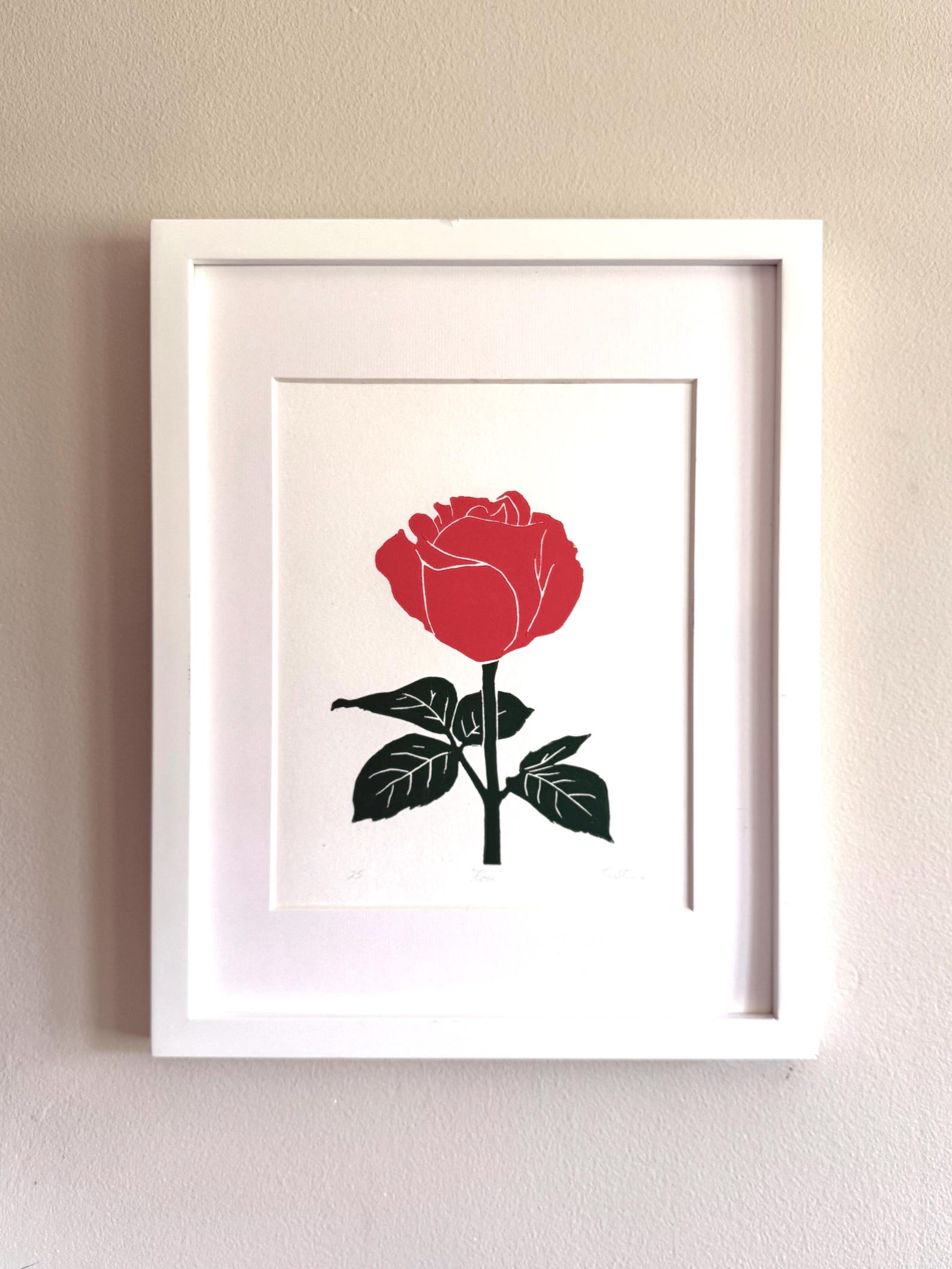 Rose Linocut Print – Hand-carved Floral Wall Art, Nature-inspired ...