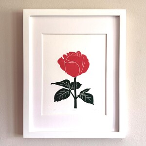 Rose Linocut Print – Hand-carved Floral Wall Art, Nature-inspired ...