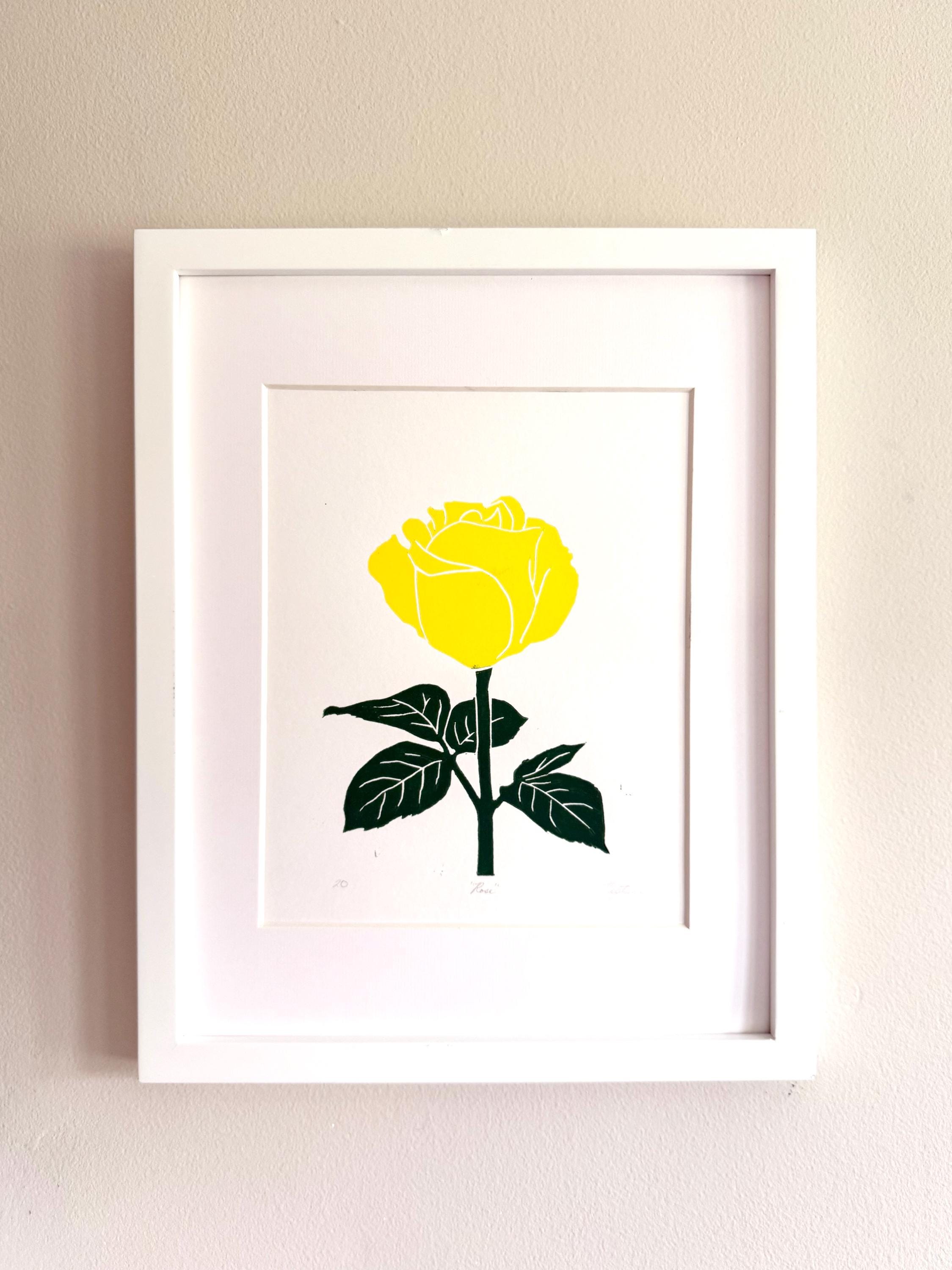Rose Linocut Print – Hand-carved Floral Wall Art, Nature-inspired ...