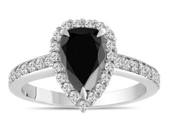 Black diamond engagement ring | Etsy