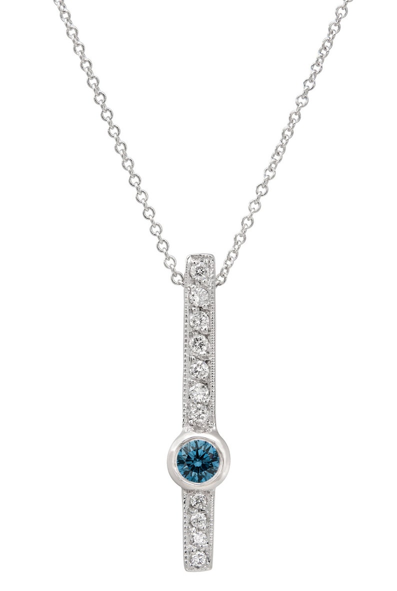 Fancy Blue Diamond Pendant Necklace 14k White Gold 0.43 Carat - Etsy