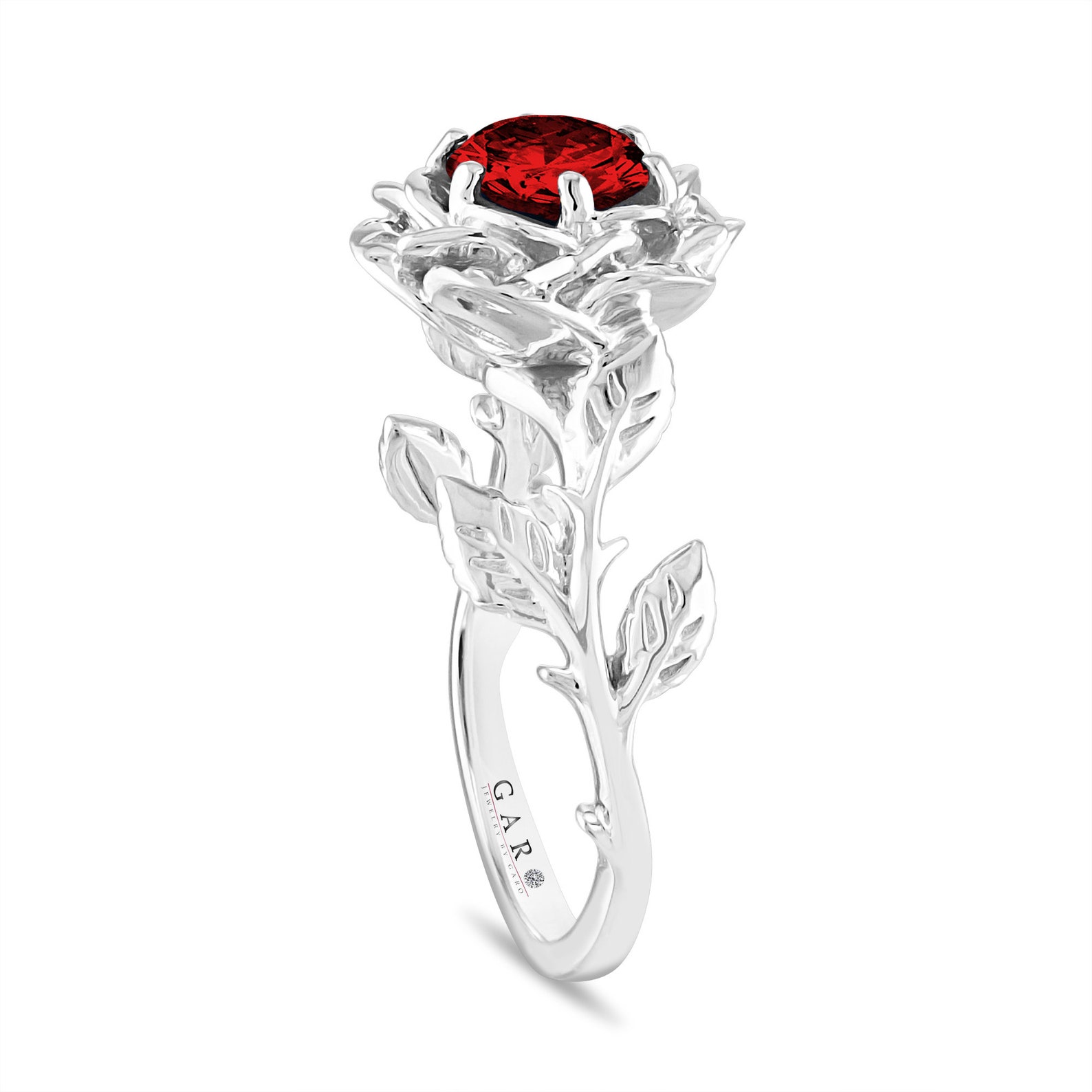 Fancy Red Diamond Floral Engagement Ring Rose Flower Ring - Etsy