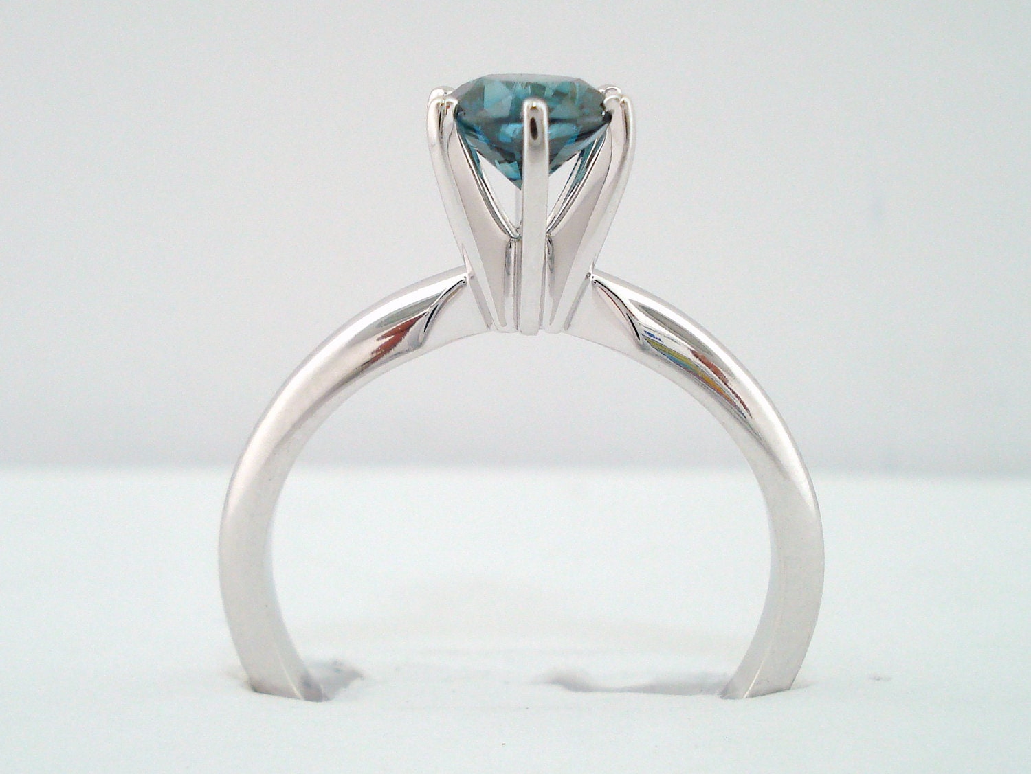 Blue Diamond Solitaire Engagement Ring 14K White Gold 0.50 | Etsy