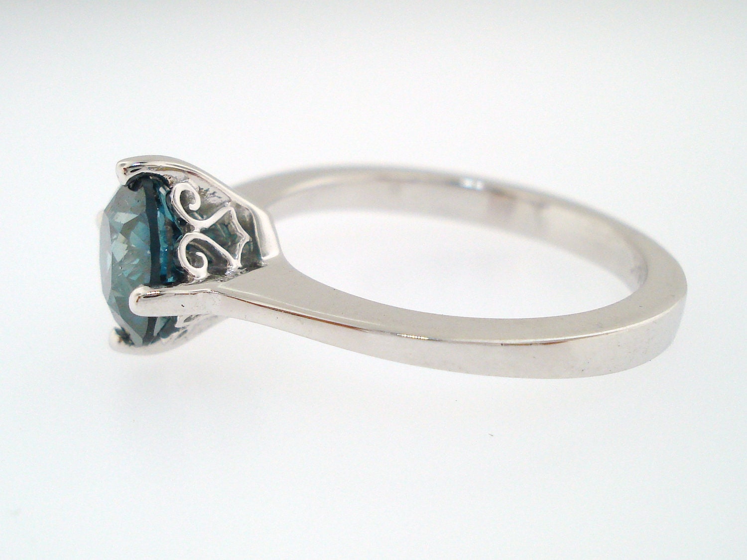 Unique Blue Diamond Engagement Ring Solitaire Engagement | Etsy