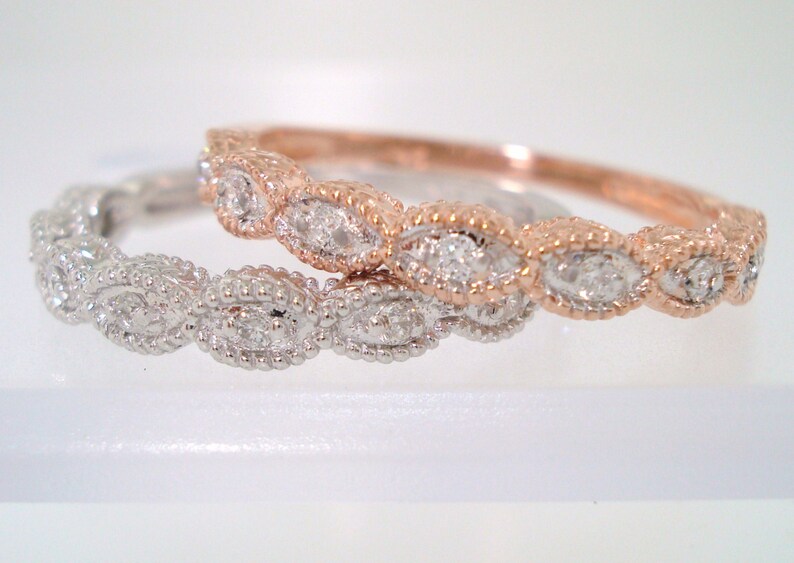 Stackable Diamond Wedding Bands Anniversary Rings 14K White - Etsy