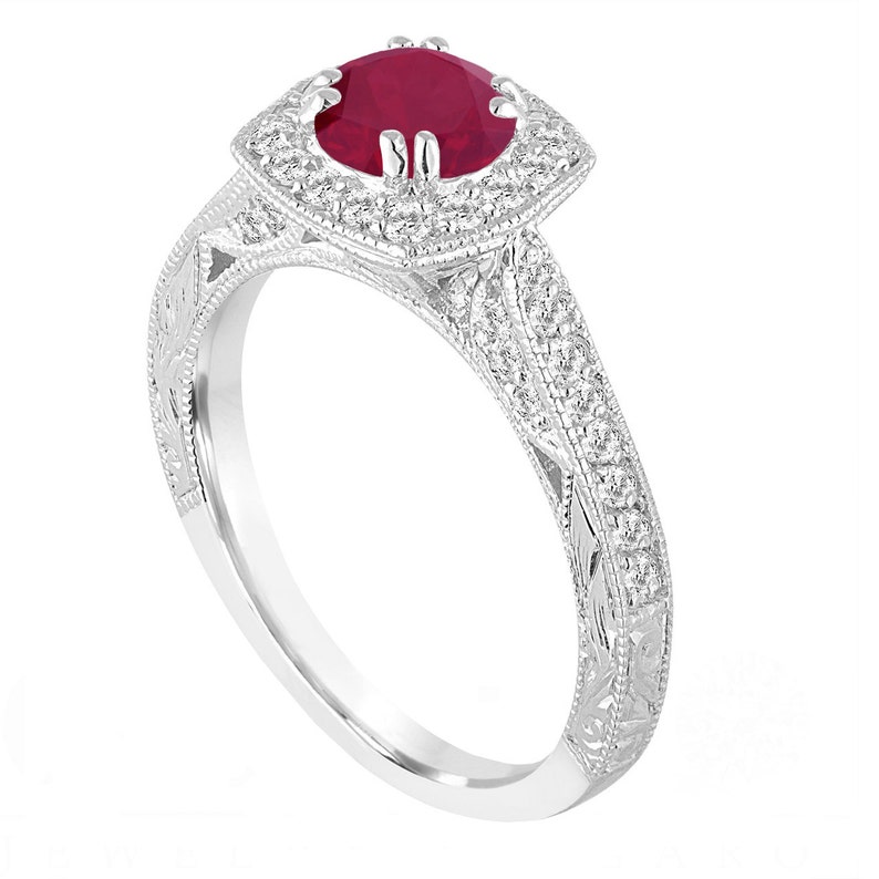 Platinum Red Ruby and Diamonds Engagement Ring 1.32 Carat | Etsy