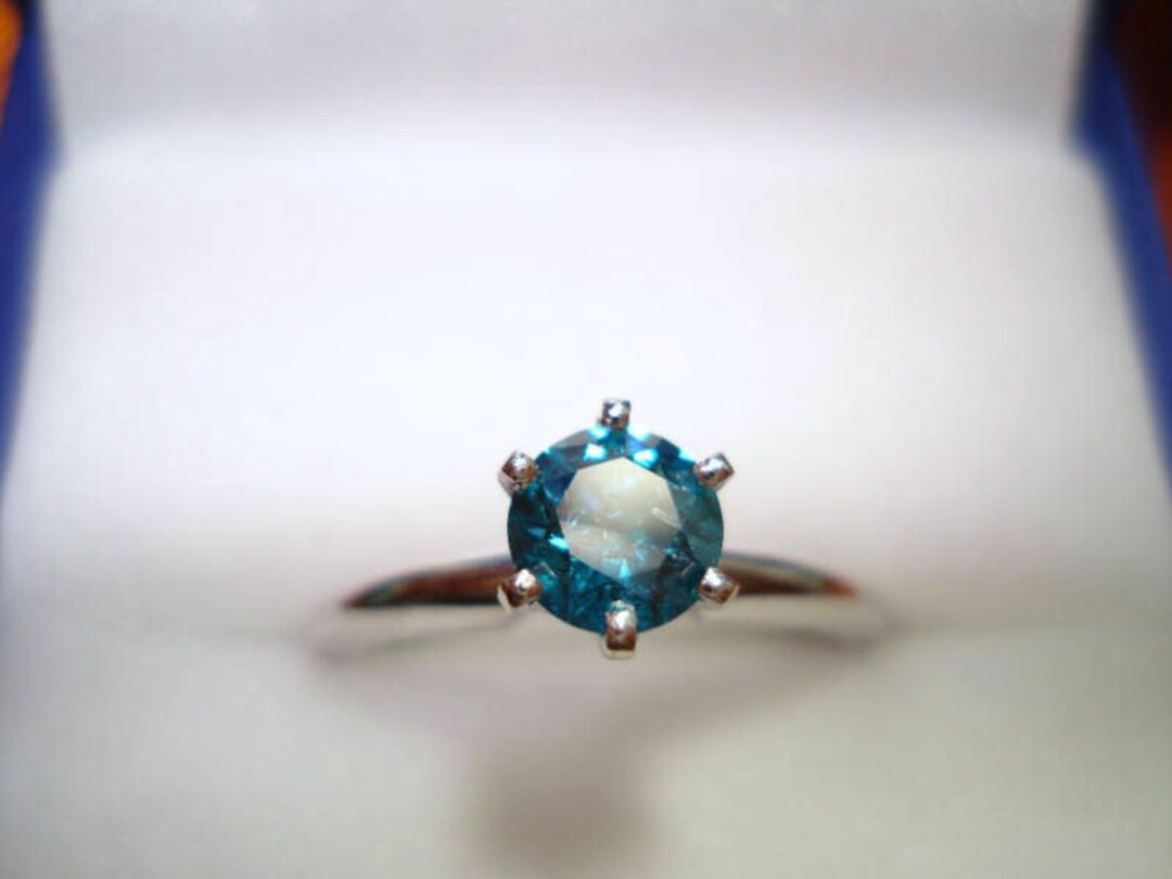 Blue Diamond Solitaire Engagement Ring 14K White Gold 0.50 Carat ...