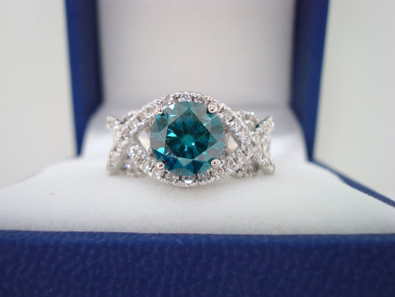 Unique Fancy Blue Diamond Engagement Ring 14k White Gold 2.17 | Etsy