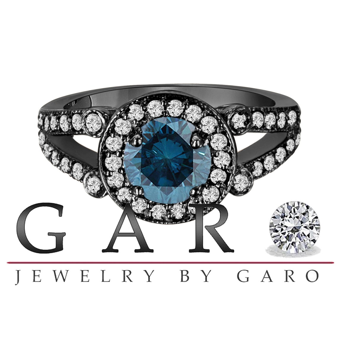 Vintage Blue Diamond Engagement Ring Fancy Blue & White - Etsy