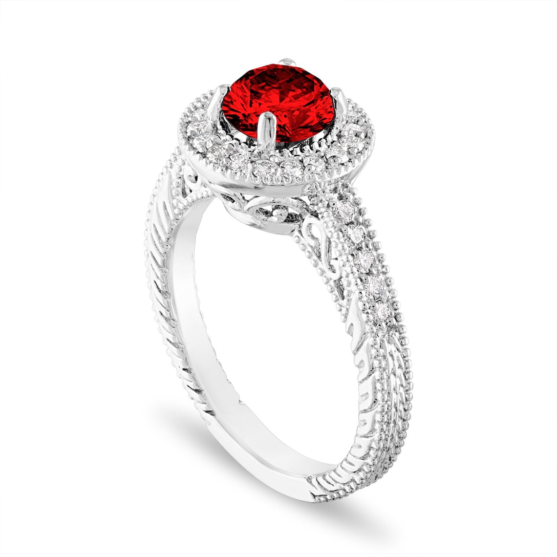 1.29 Carat Red Diamond Engagement Ring Fancy Red Diamond | Etsy