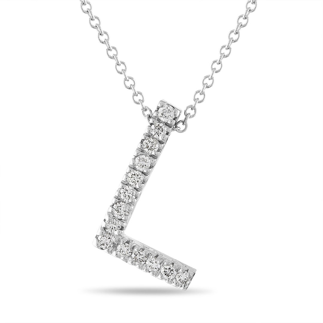 Diamond Initial Pendant Necklace, Unique Letter Pendant Necklace, 14k ...