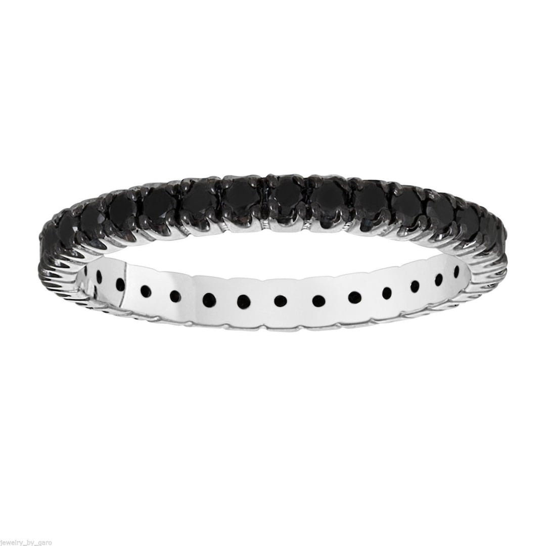 Fancy Black Diamond Eternity Ring, Eternity Wedding Bands, Stackable ...