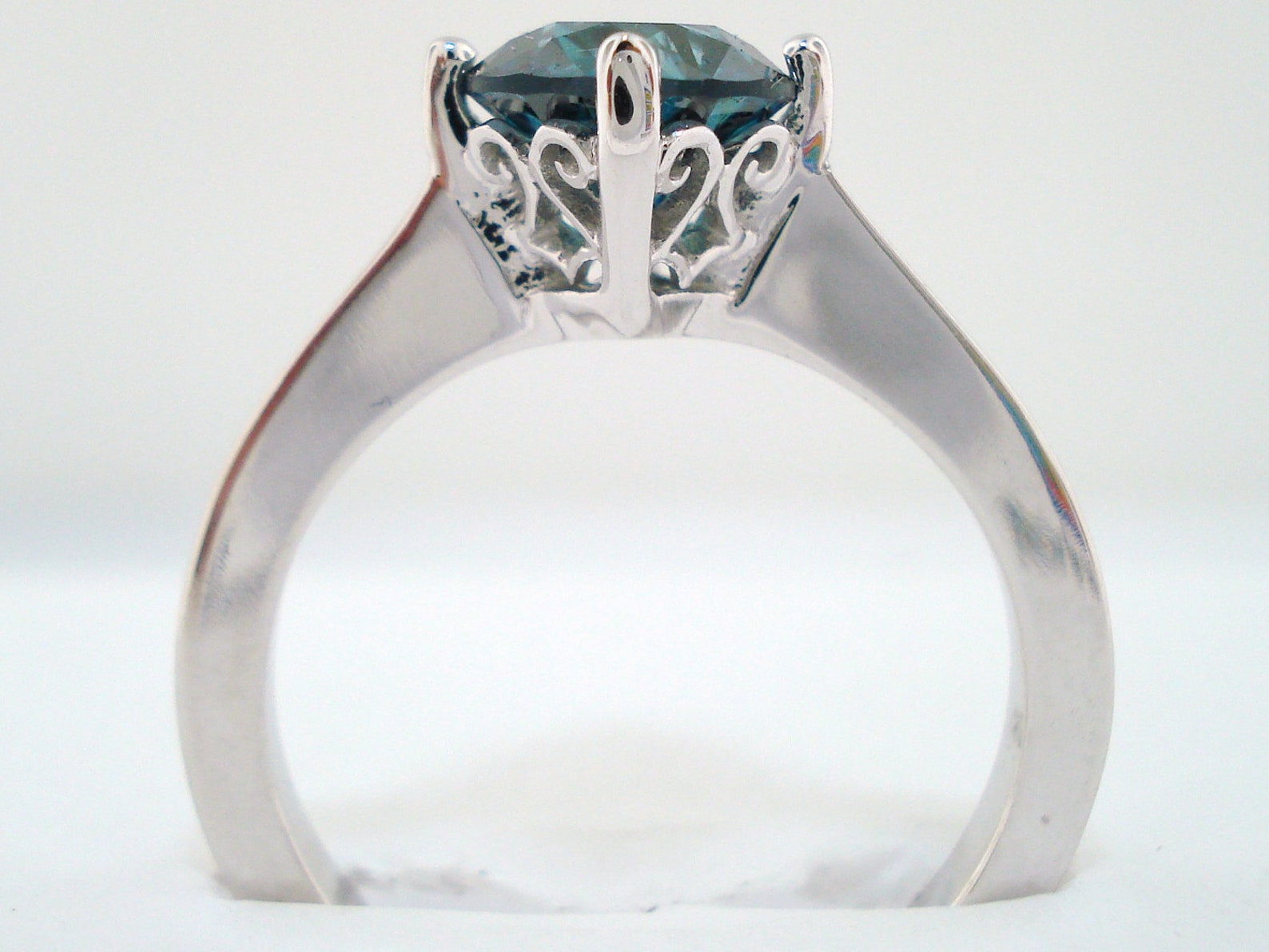 Unique Blue Diamond Engagement Ring Solitaire Engagement | Etsy