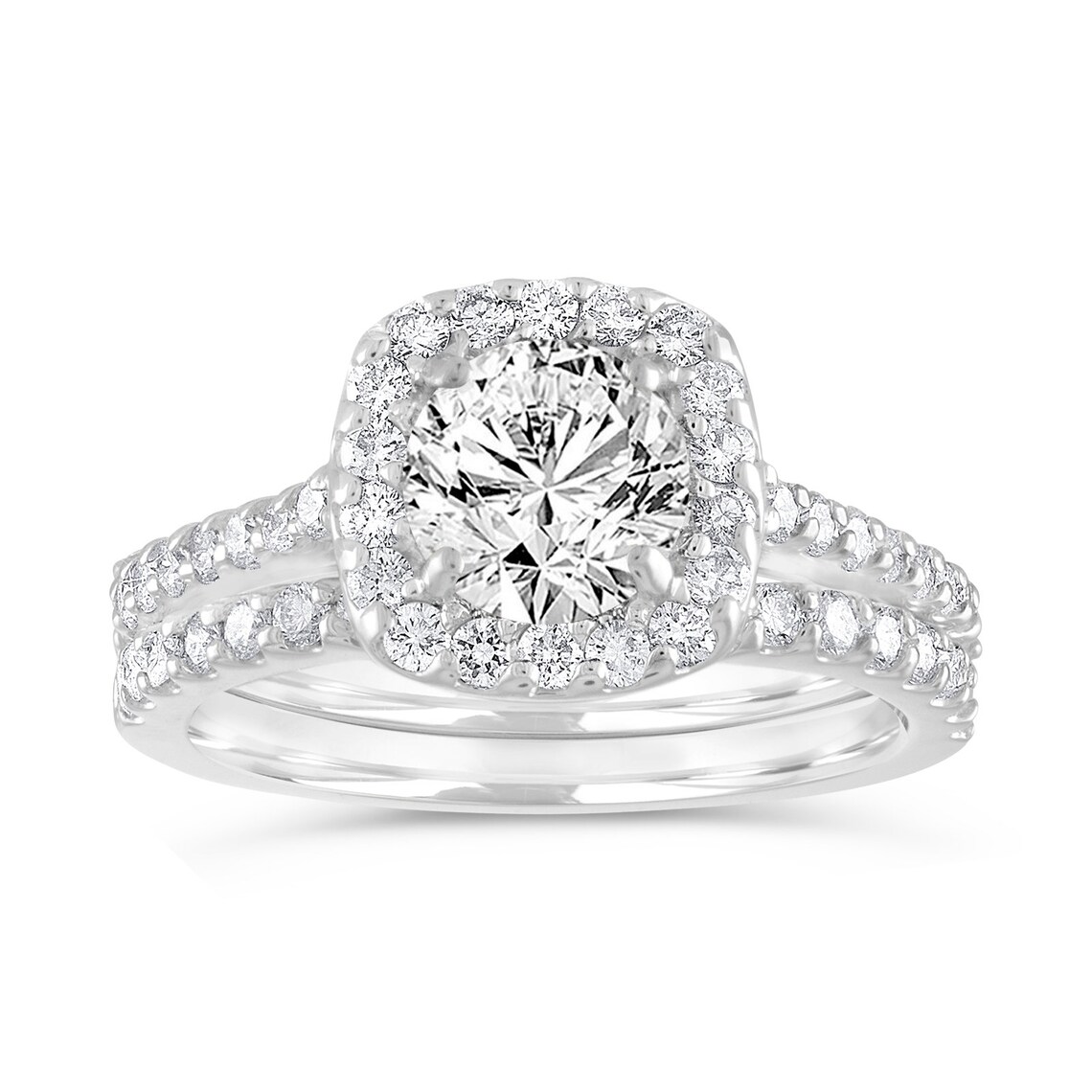 Diamond Engagement Ring Set White Gold Diamond Wedding Sets | Etsy