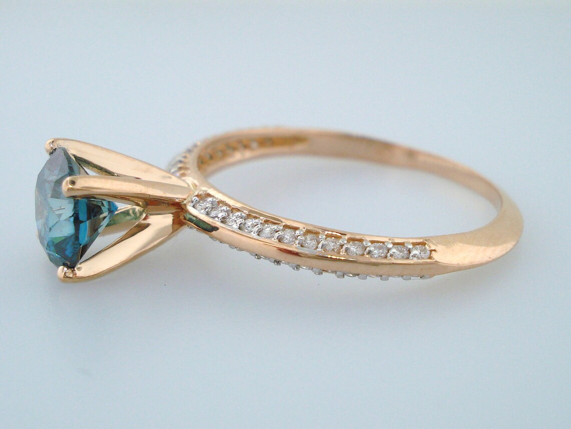 Fancy Blue Diamond Engagement Ring 14K Rose Gold 1.27 Carat Certified ...